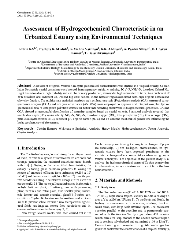 (PDF) Assessment of hydrogeochemical characteristics of groundwater in shrimp farming areas in ...