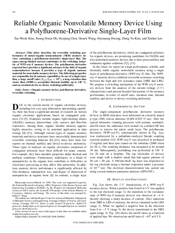 (PDF) Organic Nonvolatile Memory Device with Polyfluorene Film