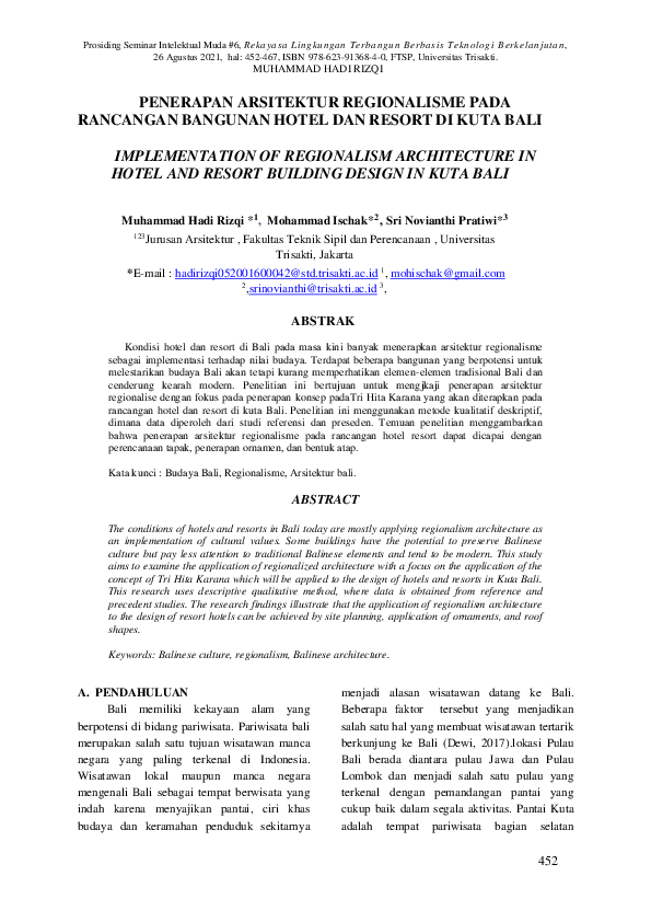 (PDF) Penerapan Arsitektur Regionalisme Pada Rancangan Bangunan Hotel ...
