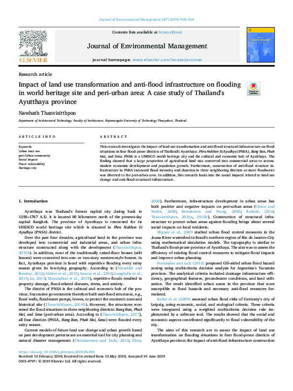 (PDF) Impact of land use transformation and anti-flood infrastructure ...