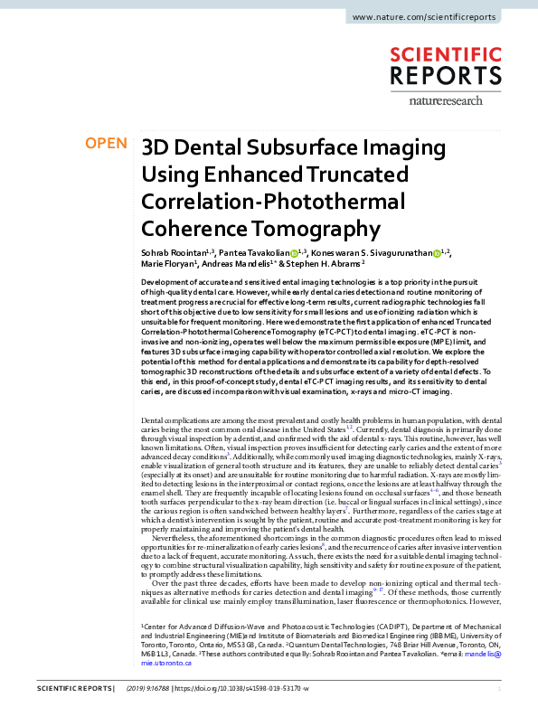 (PDF) 3D Dental Subsurface Imaging Using Enhanced Truncated Correlation ...