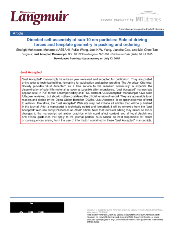 (PDF) Directed self-assembly of sub-10 nm particles: Role of driving ...