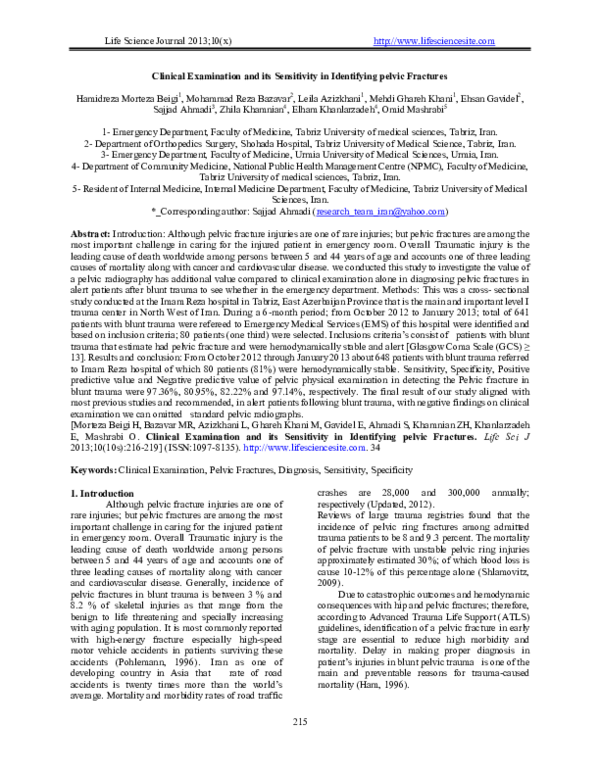 (PDF) Clinical Examination and its Sensitivity in Identifying pelvic ...