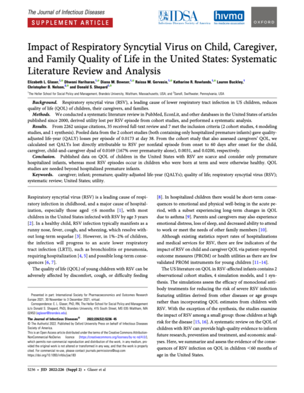 (PDF) Impact of Respiratory Syncytial Virus on Child, Caregiver, and Family Quality of Life in ...