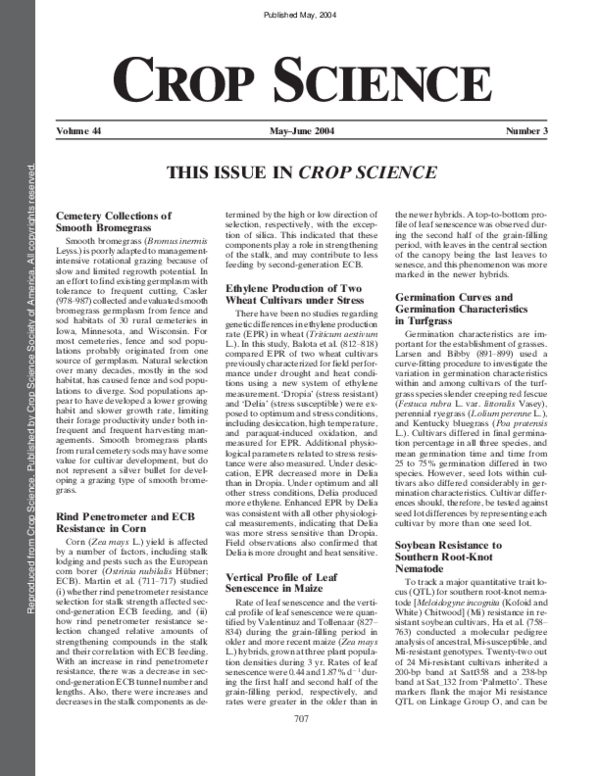 (PDF) This Issue in Crop Science