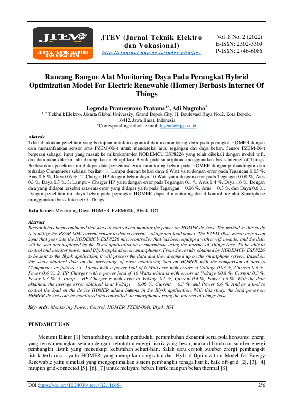 Pdf Rancang Bangun Alat Monitoring Daya Pada Perangkat Hybrid Optimization Model For Electric