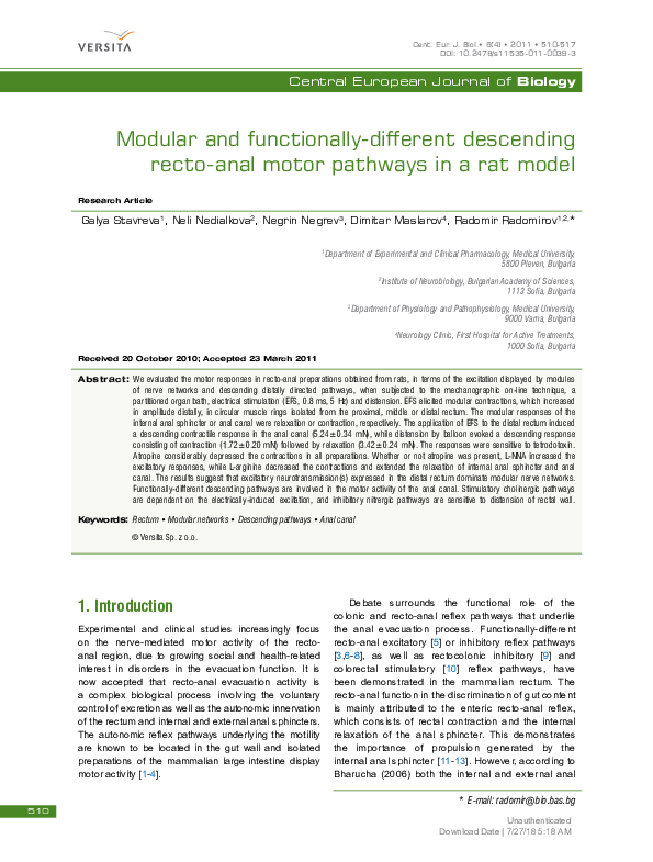 (PDF) Modular and functionally-different descending recto-anal motor ...