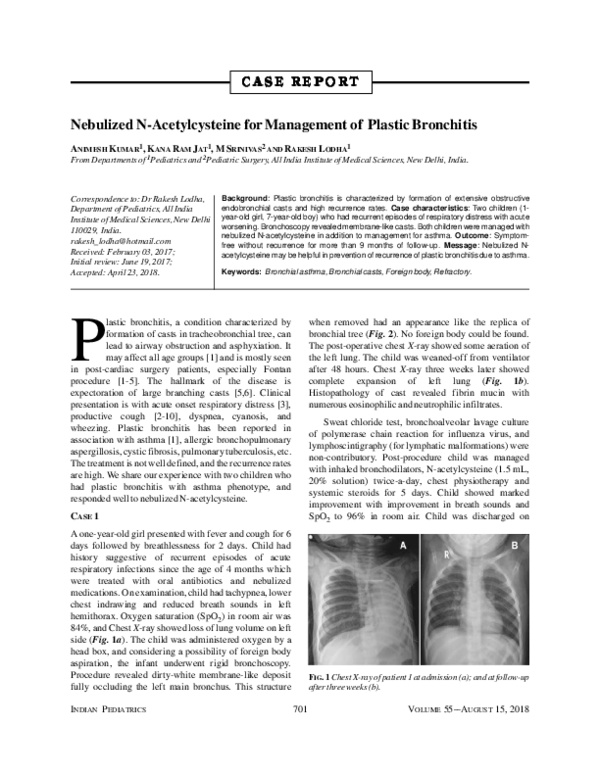 Nebulized N-Acetylcysteine for Management of Plastic Bronchitis