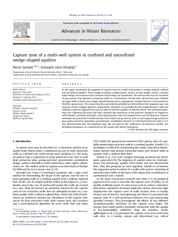(PDF) Capture zone of a multi-well system in confined and unconfined ...
