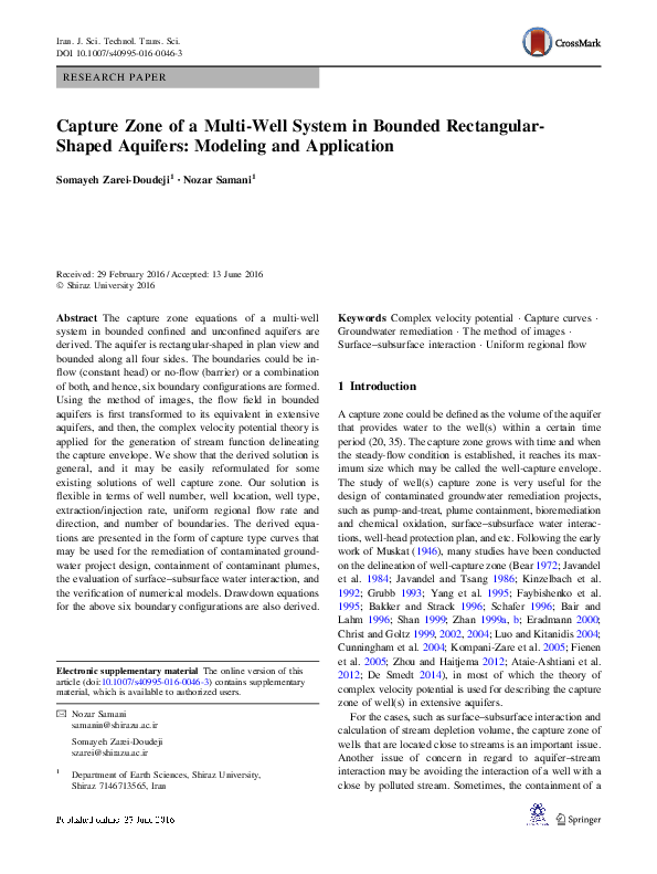 (PDF) Capture Zone of a Multi-Well System in Bounded Rectangular-Shaped ...