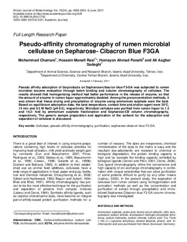 (PDF) Purification of Rumen Microbial Xylanase with Immobilized ...