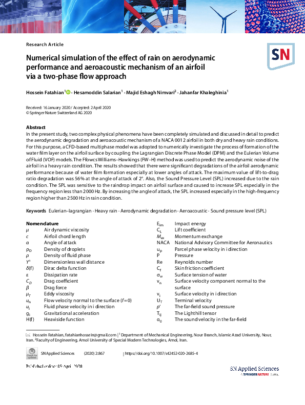 (PDF) Numerical simulation of the effect of rain on aerodynamic ...
