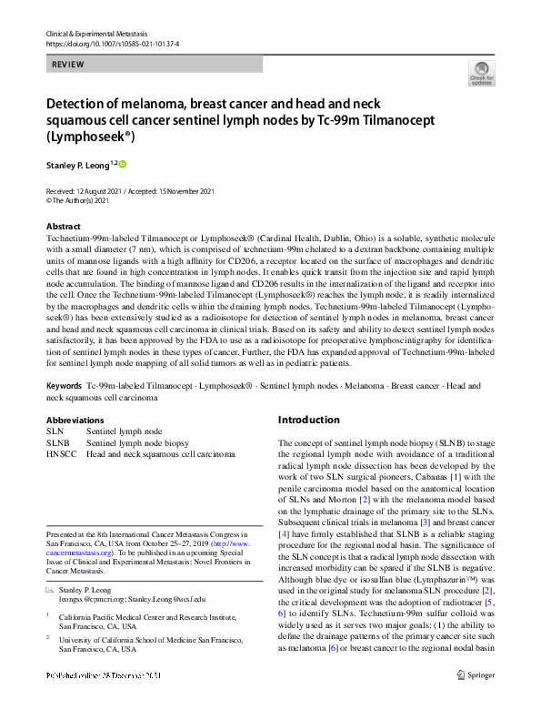 (PDF) Detection of melanoma, breast cancer and head and neck squamous ...