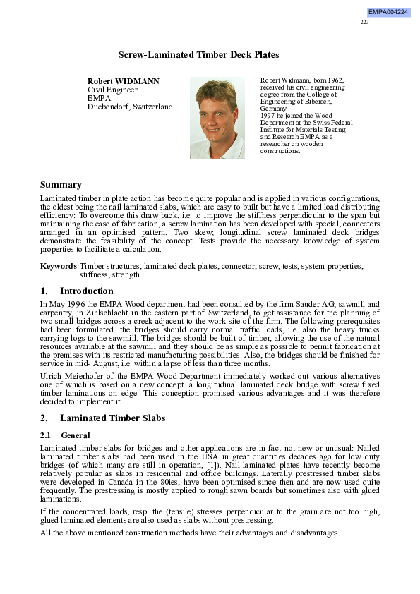 (PDF) Screw-Laminated Timber Deck Plates