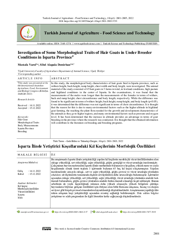 (PDF) Isparta İlinde Yetiştirici Koşullarındaki Kıl Keçilerinin ...