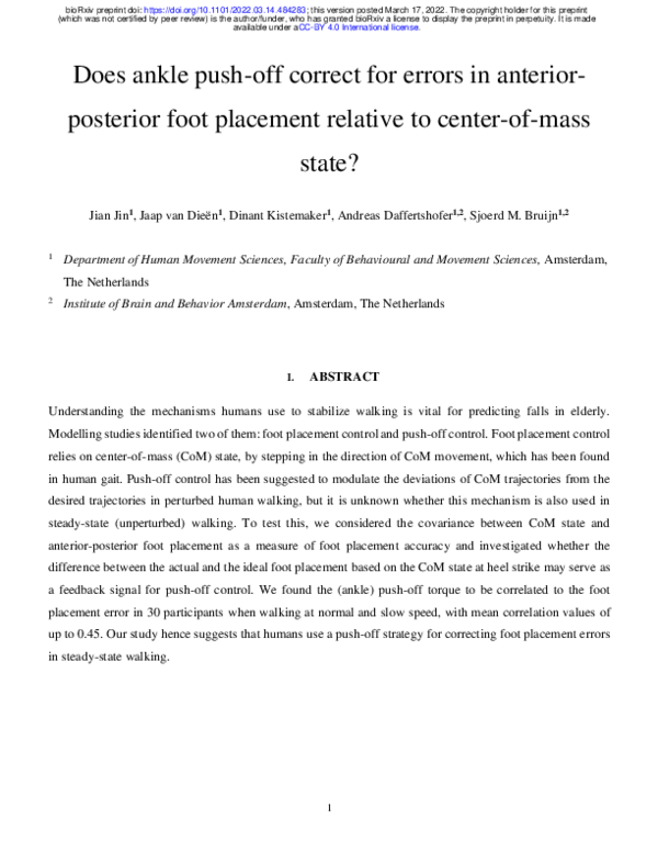 (PDF) Does ankle push-off correct for errors in anterior-posterior foot ...