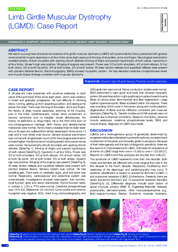 (PDF) Limb Girdle Muscular Dystrophy (LGMD): Case Report | Meenakshi ...