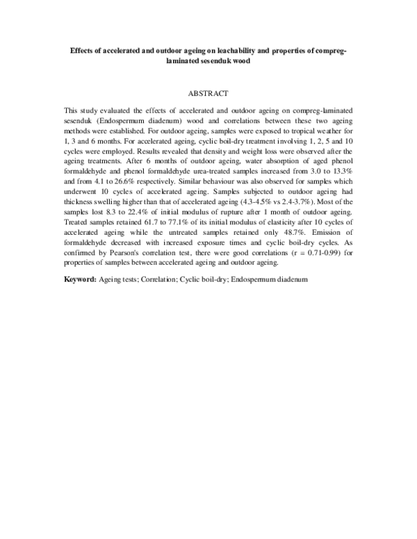 (PDF) Effects of accelerated and outdoor ageing on leachability and ...