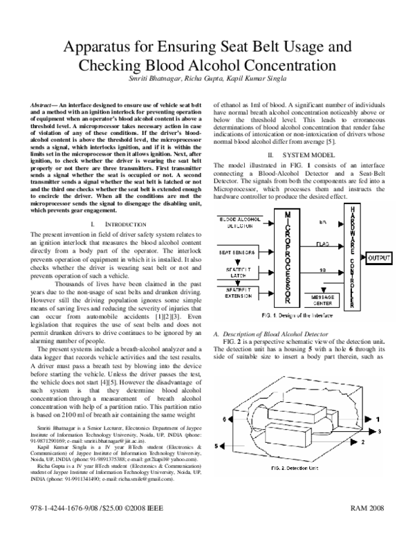 (PDF) Apparatus for Ensuring Seat Belt Usage and Checking Blood Alcohol ...