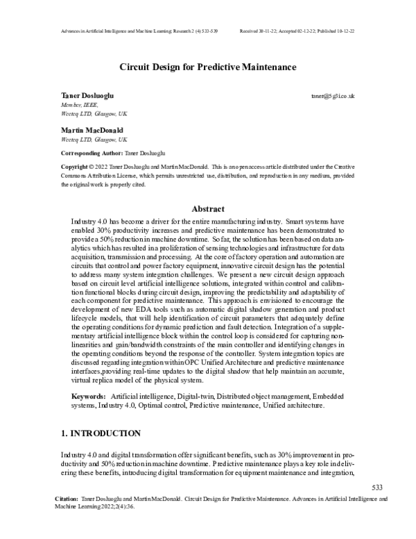 (PDF) Circuit Design for Predictive Maintenance
