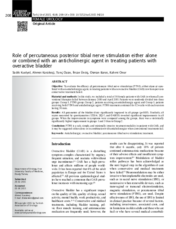 (PDF) Role of percutaneous posterior tibial nerve stimulation either ...