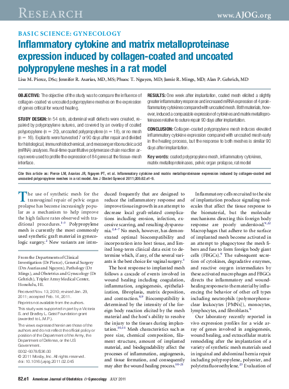 (PDF) Inflammatory cytokine and matrix metalloproteinase expression ...