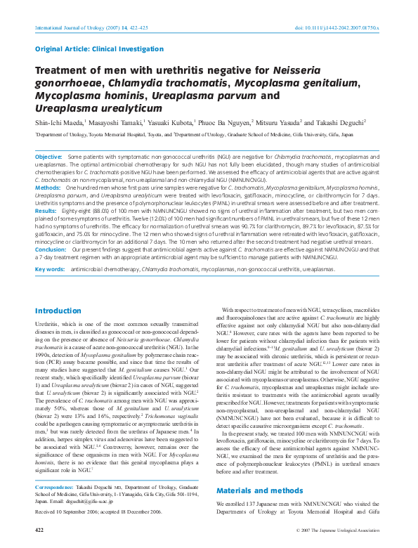 (PDF) Treatment of men with urethritis negative for Neisseria ...