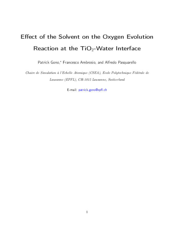 (PDF) Effect of the Solvent on the Oxygen Evolution Reaction at the ...