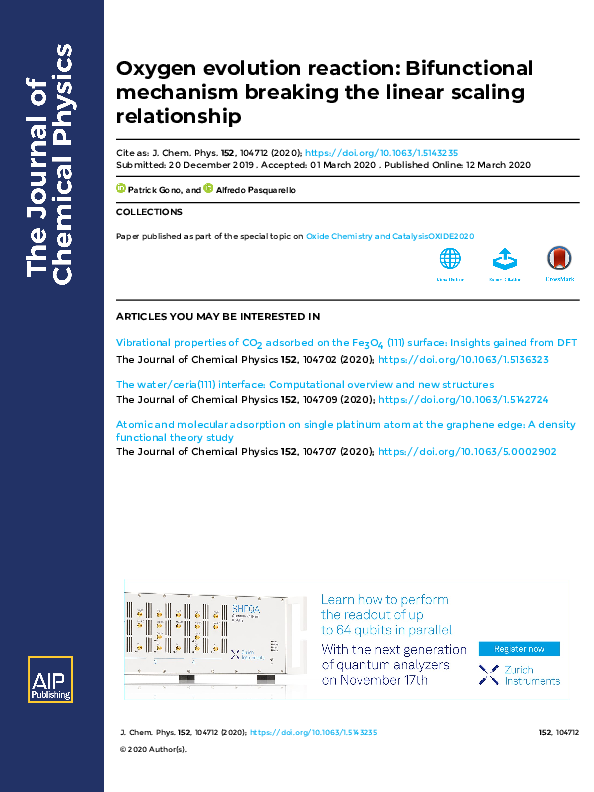 (PDF) Oxygen evolution reaction: Bifunctional mechanism breaking the ...
