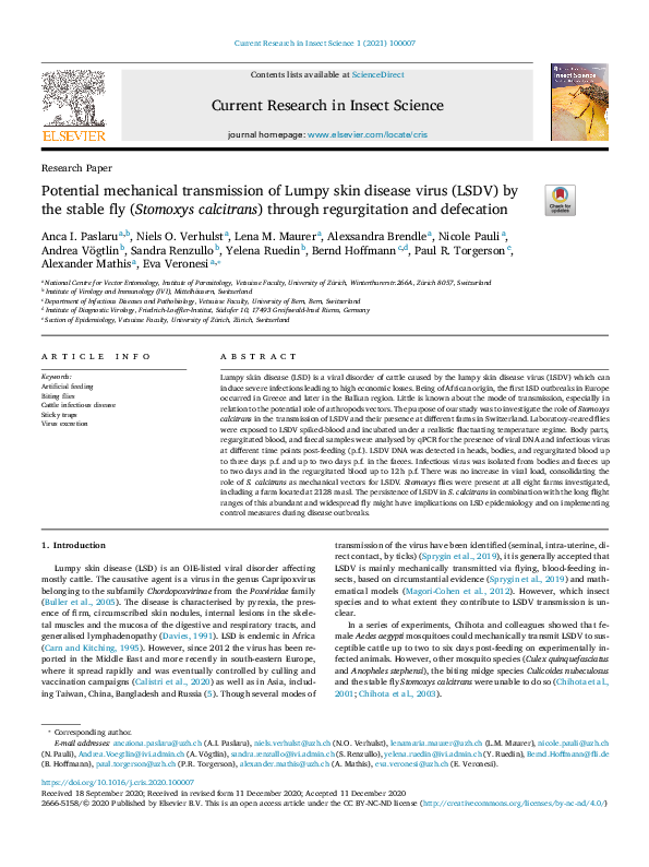 (PDF) Potential mechanical transmission of Lumpy skin disease virus ...