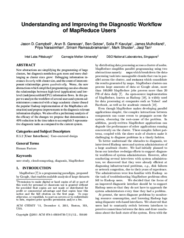 (PDF) Understanding and improving the diagnostic workflow of MapReduce users