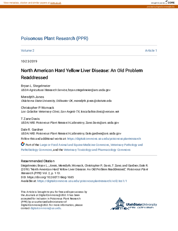 (PDF) North American Hard Yellow Liver Disease: An Old Problem Readdressed