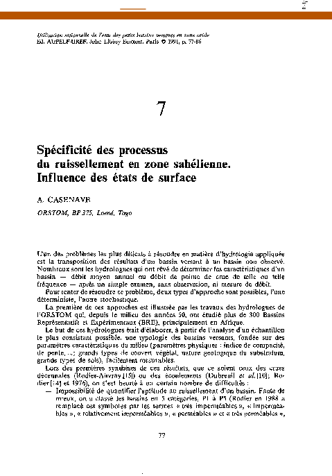(PDF) Utilisation rationnelle de l'eau et des petits bassins versants ...