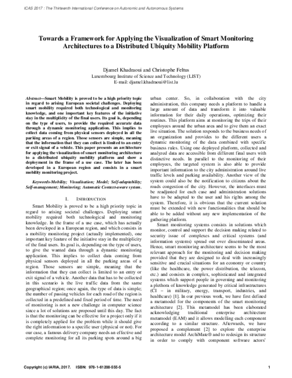 (PDF) Visualization Framework for Smart Monitoring in Mobility Platforms