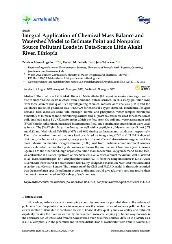(PDF) Integral Application of Chemical Mass Balance and Watershed Model ...