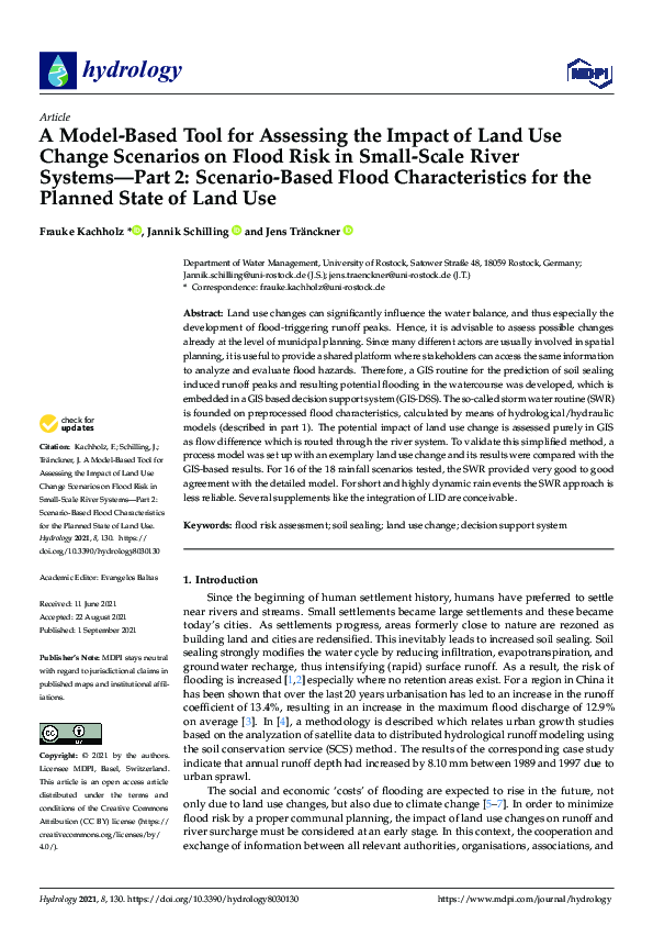 (PDF) A Model-Based Tool for Assessing the Impact of Land Use Change Scenarios on Flood Risk in ...