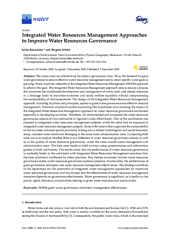 (PDF) Integrated Water Resources Management: Approach to Improve River ...