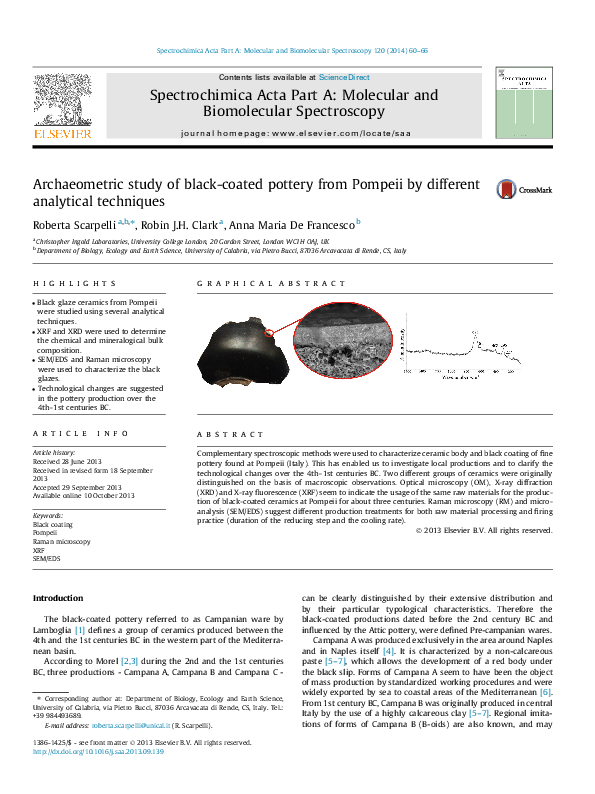 (PDF) Archaeometric study of black-coated pottery from Pompeii by ...