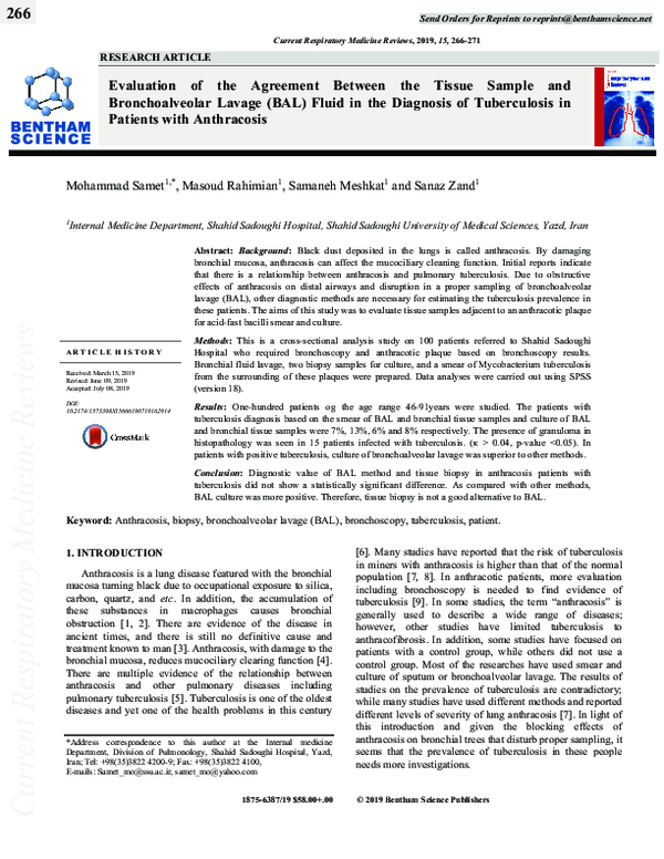 (PDF) Evaluation of the Agreement Between the Tissue Sample and ...