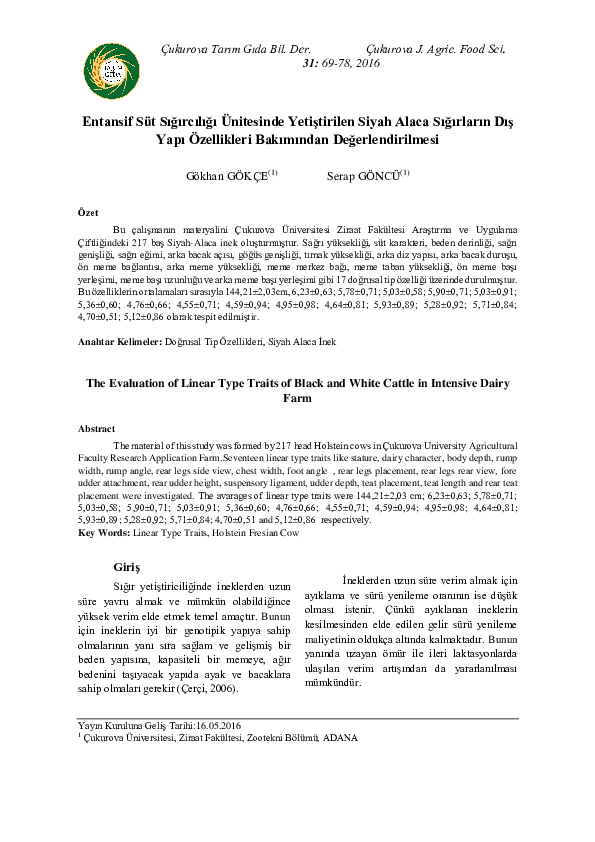 (PDF) The Evaluation of Linear Type Traits of Black and White Cattle in ...