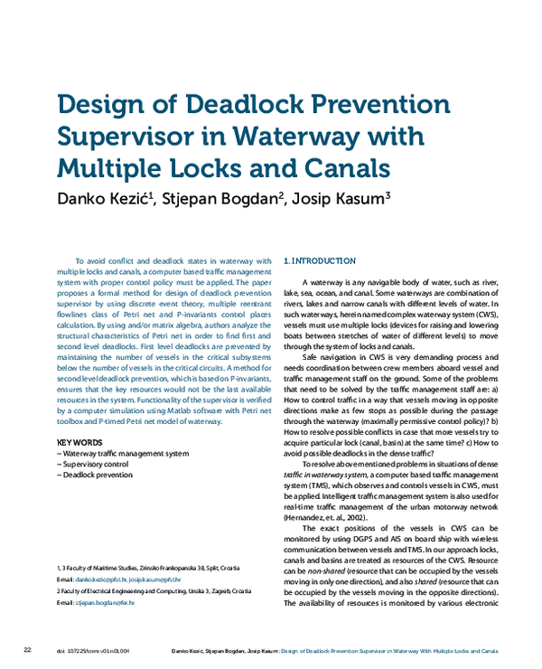 (PDF) Design of Deadlock Prevention Supervisor in Waterway with ...