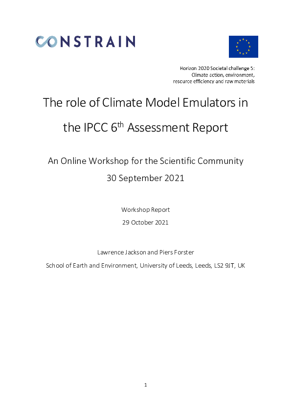 (PDF) The role of Climate Model Emulators in the IPCC 6th Assessment ...