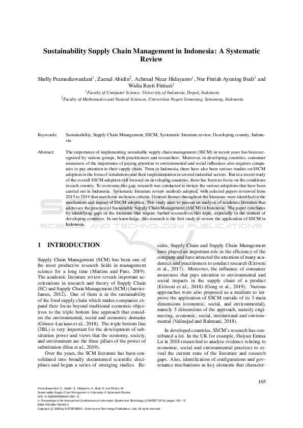 (PDF) Sustainability Supply Chain Management in Indonesia: A Systematic Review