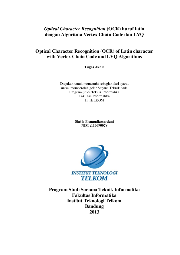 (PDF) Optical Character Recognition (Ocr) Huruf Latin Dengan Algoritma ...