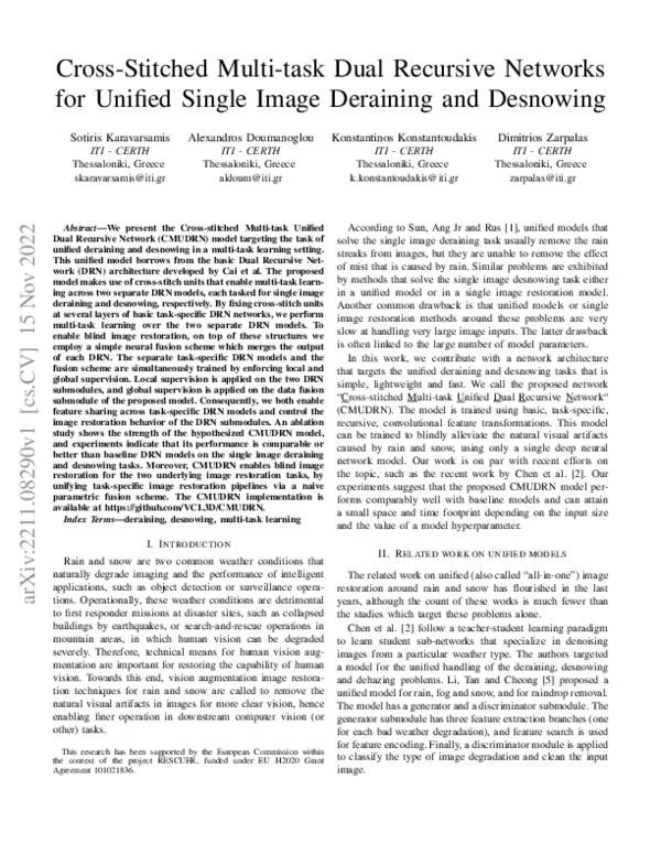 (PDF) Cross-Stitched Multi-task Dual Recursive Networks for Unified Single Image Deraining and ...