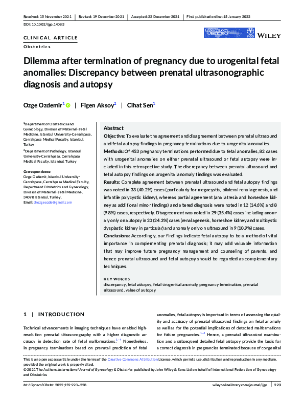(PDF) Dilemma after termination of pregnancy due to urogenital fetal ...