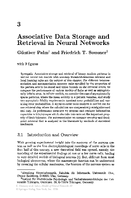 (PDF) Associative Data Storage and Retrieval in Neural Networks