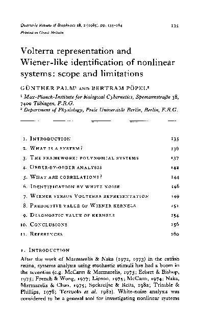 (PDF) Volterra representation and Wiener-like identification of nonlinear systems: scope and ...