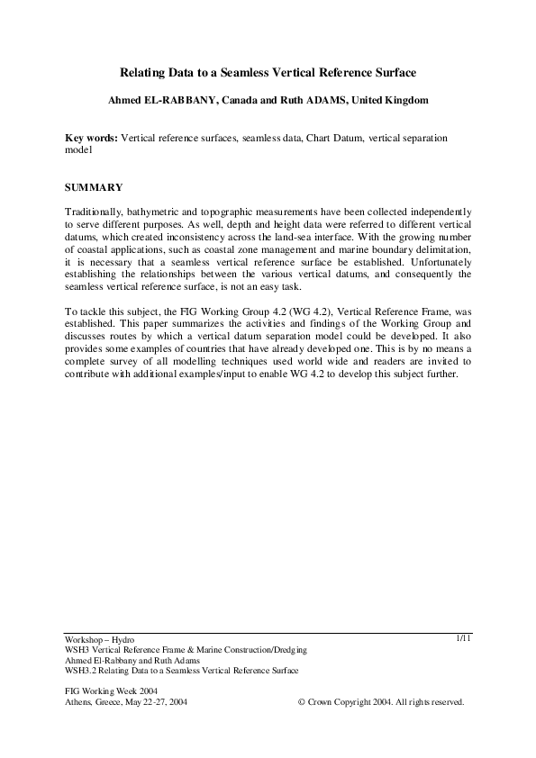 (PDF) Relating Data to a Seamless Vertical Reference Surface