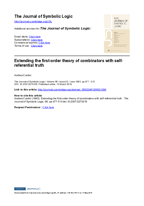 (PDF) Extending the first-order theory of combinators with self ...